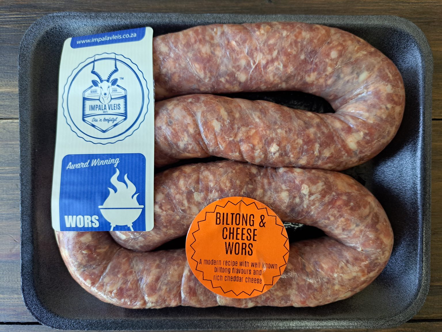 Biltong & Cheese Wors (500g) – Impala Vleis Brits™