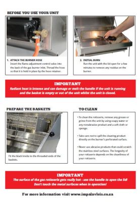 Impala Mini Spit Gas Rotisserie (W:50.5cm - D:42.5cm - H:40cm) - Impala ...